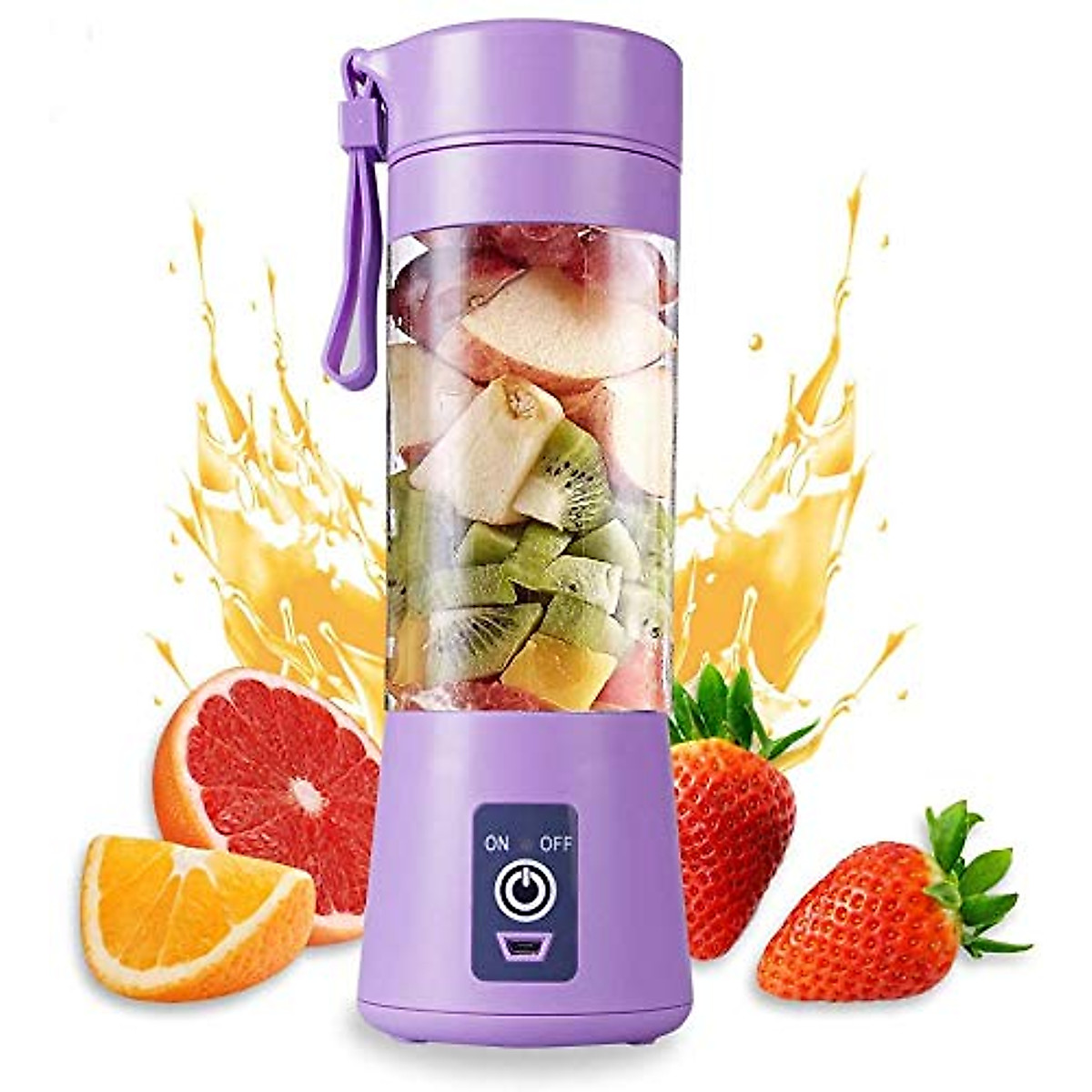 Portable Hand Held Blender for Shakes and Smoothies, Personal Blender for Protein with USB Rechargeable, 6-Point Stainless Steel Blades, 13oz Travel Cup for Gym, Car, Office, On the Go Blender