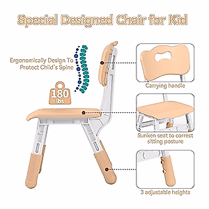 DOREROOM Height-Adjustable Kids Table and 4 Chairs Set, Toddler Table and Chair Set with Graffiti Desktop, 31.5''L x 23.6''W Children Activity Table for Daycare, Classroom, Home