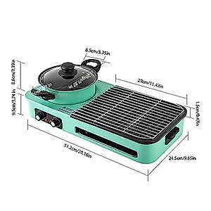 3-in-1 Smokeless Electric Indoor Removable Grill and Griddle Combo, Detachable Shabu Hot Pot Electric, Nonstick Plate, with Adjustable Temperature, BBQ Hotpot Grill Combo