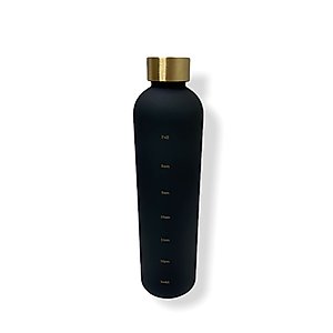 Adapta Bottle Time Marker Motivational Water Bottle 32oz Aesthetic BPA Free Frosted Plastic Water Bottle Perfect for the Gym, Sports and Outdoor Reusable and Leak proof Matte Black