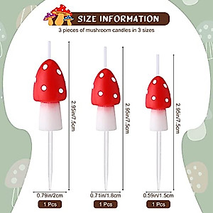 Tondiamo 3 Pcs Mushroom Candles Birthday Cake Topper Forest Woodland Cupcake Fairy Decorations for Baby Shower Party Home Wedding Favor