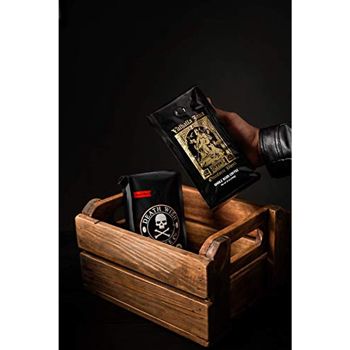 Death Wish Coffee Co. Whole Beans - Extra Kick of Caffeine - 1 lb & Valhalla Java Odinforce Blend 12 oz - Whole Bean Coffee Bundle/Bulk - USDA Certified Organic - Fair Trade - Arabica & Robusta Beans