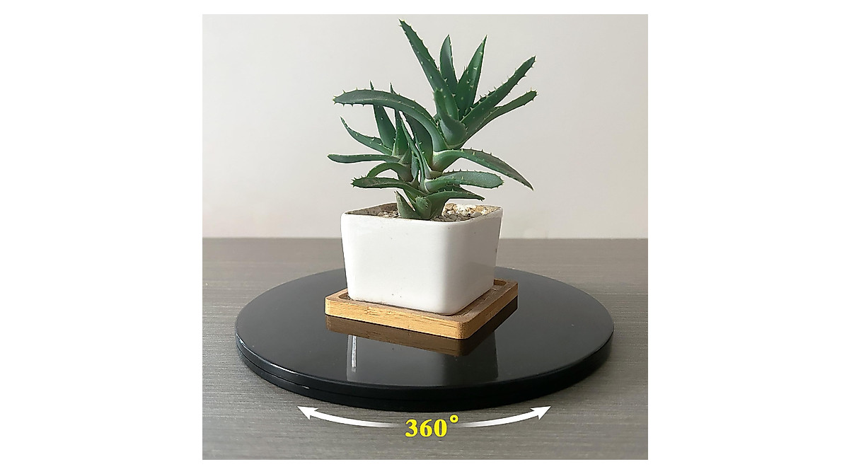 HSTECH 9” Lazy Susan Turntable - 360° Black Acrylic Spinner for Kitchen and More