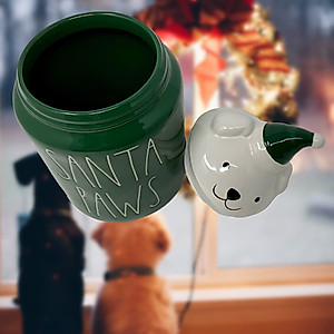 Rae Dunn by Magenta RAE DUNN GREEN SANTA PAWS CHRISTMAS TREAT CANISTER with PUPPY LID - Artisan Collection By Magenta – Great addition to