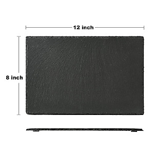 Cakocaco Set of 4 Pieces 12 x8 inch Large Slate Stone Platter Cheese Board Bulk Serving Tray For Meat Entertaining Dining Placement