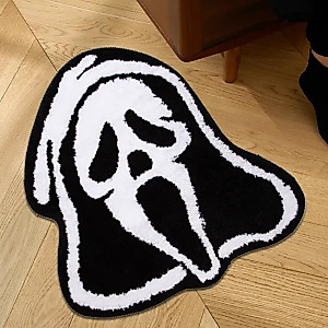 ACRYDECOR Creative Halloween Skull Face Shaped Rug Soft Bedroom Bedside Rug Non-Slip Playmats Floor Mat Living Room Mats (23.2X21.7 Inch)