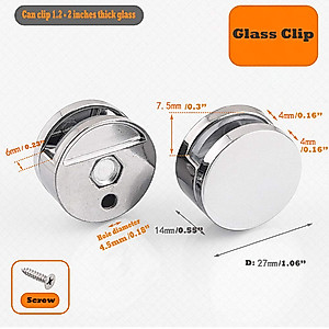Wide Mirror Clip Set,Glass Shelf Bracket 4PCS, Polished Chrome
