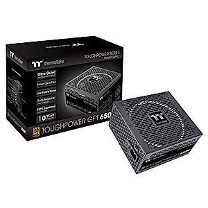 Thermaltake Toughpower GF1 650W 80+ Gold SLI/ CrossFire Ready Ultra Quiet 140mm Hydraulic Bearing Smart Zero Fan Full Modular Power Supply 10 Year Warranty PS-TPD-0650FNFAGU-1