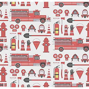 Stesha Party Firetruck Gift Wrap Firefighter Paper - Folded Flat 30 x 20 Inch - 3 Sheets