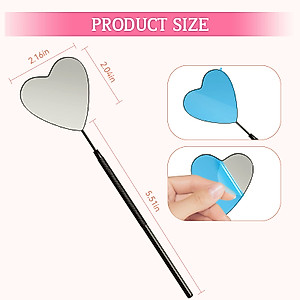 Buqikma Large Lash Mirror for Eyelash Extension Detachable Heart Shape Eyelash Mirror 45°Angle Design Hand Mirror Stainless Steel Eyelash Makeup Mirror lash Extension Supplies(Black)