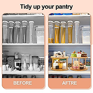 2 Pcs 2 Tier Bamboo Lazy Susan Turntable for Cabinet 360 Degree Spinning Spice Rack Organizer for Cabinet Round Tiered Lazy Susan Organizer Rotating Tray for Kitchen Bathroom Table Storage, 10 Inch