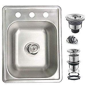 ORLANDO 17x22 inch Single Bowl Kitchen Sink Drop in Stainless Steel Bar Sink, Topmount Bar/Prep sink