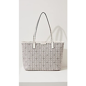 Tory Burch Women's Ever-Ready Small Tote, New Ivory, Off White, Grey, Print, One Size