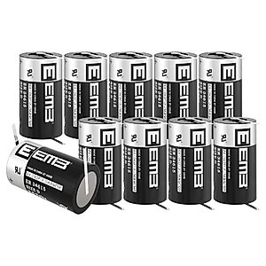 EEMB 10Pack ER34615 D Cell Batteries 3.6V Lithium Battery 19Ah Li-SOCL₂ Non-Rechargeable Battery with Tabs LS-33600 SB-D02 XL-205F for CNC Machine Tool, Injection Molding Machine, Printing Machine