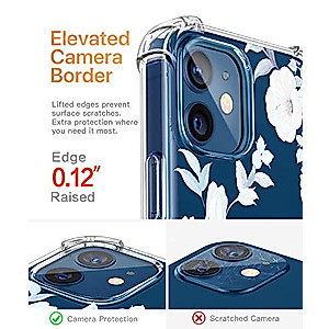 GVIEWIN for iPhone 12 Case and iPhone 12 Pro Case, Clear Floral Flexible Soft TPU Shockproof Women Girls Flower Pattern Phone Case, 6.1" 2020(Hibiscus)