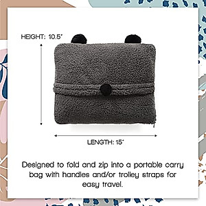 Tenby Wearable Blanket for Women and Men, Oversized One Size Fits All Blanket Hoodie Sweatshirt with Front Pocket, Cozy Indoor Outdoor Foldable Portable Sherpa with Handle and Trolley Straps, Gray