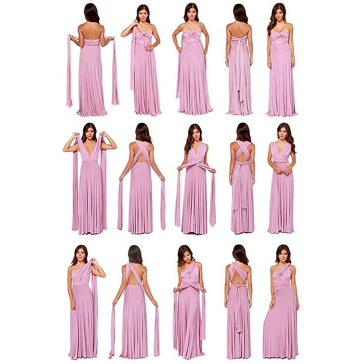 IBTOM CASTLE Women's Transformer/Wrap Solid Maxi Cocktail Dress (4/XS, White)