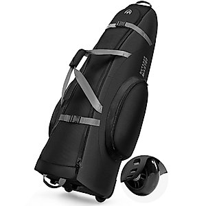 OutdoorMaster Padded Golf Club Travel Bag with Wheels, 900D Heavy Duty Oxford Waterproof -Alligators - Black