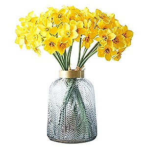 Tinsow Artificial Daffodil Flowers 15.8 Inches Narcissus Spring Flower Fake Silk Flower Arrangement for Home Wedding Decor (Yellow, 12)