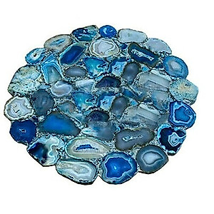 54 x 54 Inches Round Marble Dining Table Top Agate Gemstone Resin Art Conference Table for Office Decor