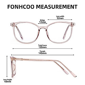FONHCOO Blue Light Blocking Glasses Fashion Round TR90 Frame Transparent Eyewear Anti Eyestrain Computer Glasses for Women Men (Light Brown)