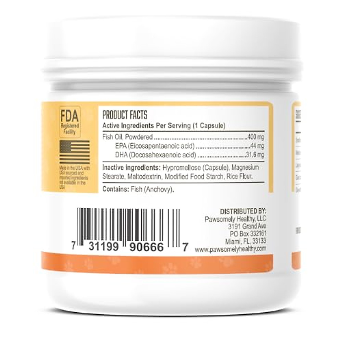 Omega-3 Fish Oil for Dogs by Pawsomely Healthy - High in EPA, DHA - Allergies, Itching, Shedding - Supports Immune System, Skin, Coat, Heart, Joints - 90 Powder Capsules