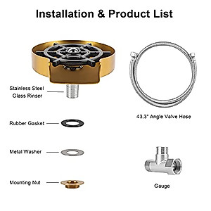 Metal Kitchen Sink Glass Rinser, Sprayer Faucet Bottle Washer Cup Cleaner Kitchen Sink Accessories, Quick Rinse for Home Bar Faucet, Gold