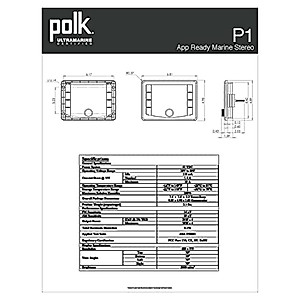 Polk Ultramarine P1 App Ready|Bluetooth| Waterproof Marine Stereo, 4.3" Color TFT Display, 200 Watts Maximum Power Handling (50W x 4), Compatible with iPod/iPhone via Bluetooth (Renewed)