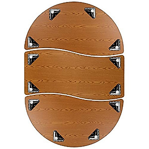 Flash Furniture 3 Piece 86" Oval Wave Collaborative Grey Thermal Laminate Activity Table Set - Height Adjustable Short Legs