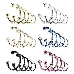 ORAZIO 30PCS 16G Nose Septum Horseshoe Rings Stainless Steel Circular Barbell Cartilage Tragus Helix Eyebrow Lip Labret Nipple Ear Piercing Body Jewelry 6mm 8mm 10mm 12mm 14mm