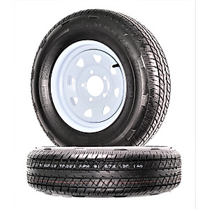 eCustomrim 2-Pack Radial Trailer Tire On Rim ST175/80R13 13 in. LRC 5 Lug White Spoke Wheel - 6 Year Warranty w/Free Roadside