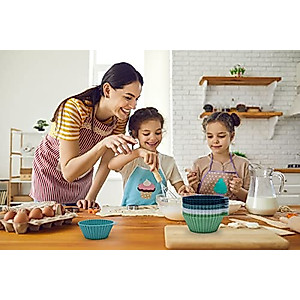 Vethwal Reusable Silicone Baking Cups, 12 Pack Cake Molds, Food Grade, Non-Toxic, BPA Free, Dishwasher Safe