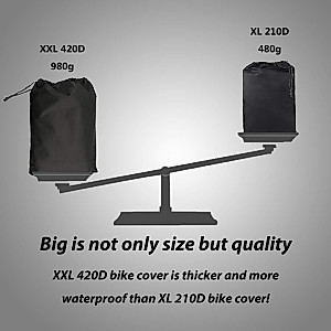 WAEKIYTL Bike Cover Waterproof Outdoor XL XXL Bicycle Cover for 2 Bikes Oxford Fabric Rain Sun UV Dust Wind Proof Motorcycle Covers for Mountain Road Electric Bike Tricycle Cruiser - Black XXL 420D