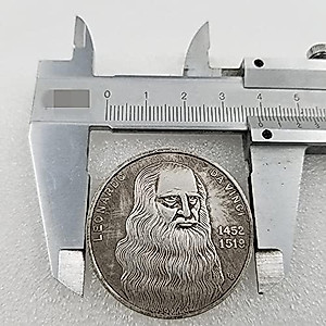 Coin Collection Commemorative Coin 仿古工艺品意大利达·芬奇1452 1519做旧硬币纪念品古玩钱币0007Coin Collection Commemorative Coin