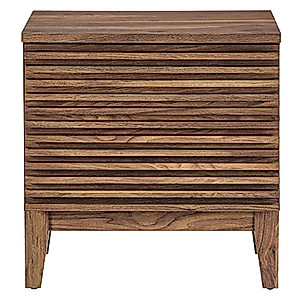Modway Render Mid-Century Modern Two-Drawer Bedside End Table in Walnut