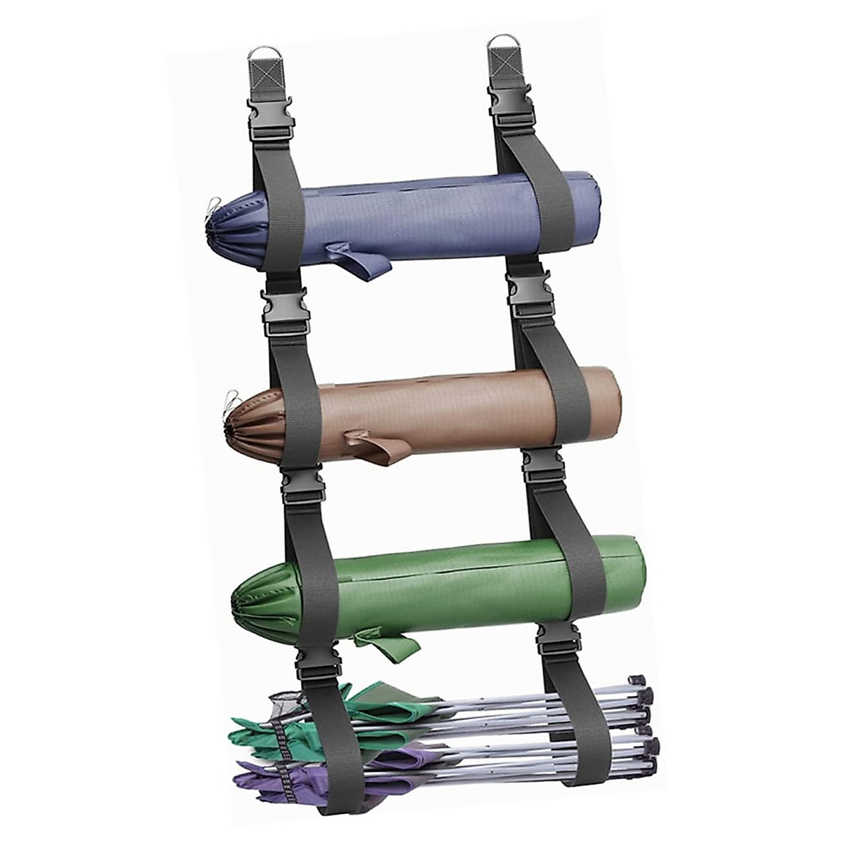 Levemolo 2pcs Wall-Mounted Storage Rack Utility Blaclight Storage Shelves Garage Wall Strap Hanging Storage Straps Wall Storage Strap Garage Storage Rack Polyester Black