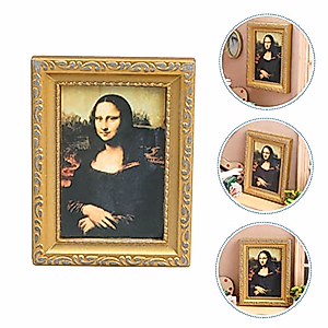 Toyvian Dollhouse Accessories Mini Photo Frame Toy Miniature Scene Furniture Miniatures Oil Painting Tiny Oil Painting Craft Simulated Mona Lisa Painting Exquisite Oil Painting Doll House