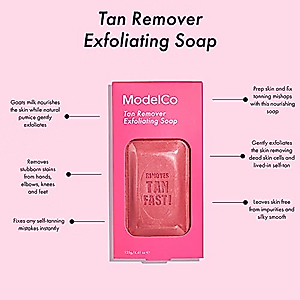 MODELCO Tan Remover Exfoliating Soap - Lather, Scrub And Go - Instantly Remove Self-Tan Like Never Before - Enriched With Goats Milk And Natural Pumice - Prep Skin And Fix Tanning Mishaps - 4.41 Oz