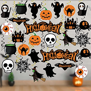 Halloween Hanging Decorations Halloween Decorations Ceiling 63PCS Black Orange Double Sided Halloween Indoor Decorationss Hanging Swirls Halloween Decorations for Office Classroom , ZFUS-20210712-006