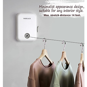 YAMEAER Retractable Clothesline Indoor Outdoor Clothes Line, Heavy Duty Clothes Drying Laundry Line, Retracting Hanging Clothing Drying Rack, with Lock to Prevent Sagging