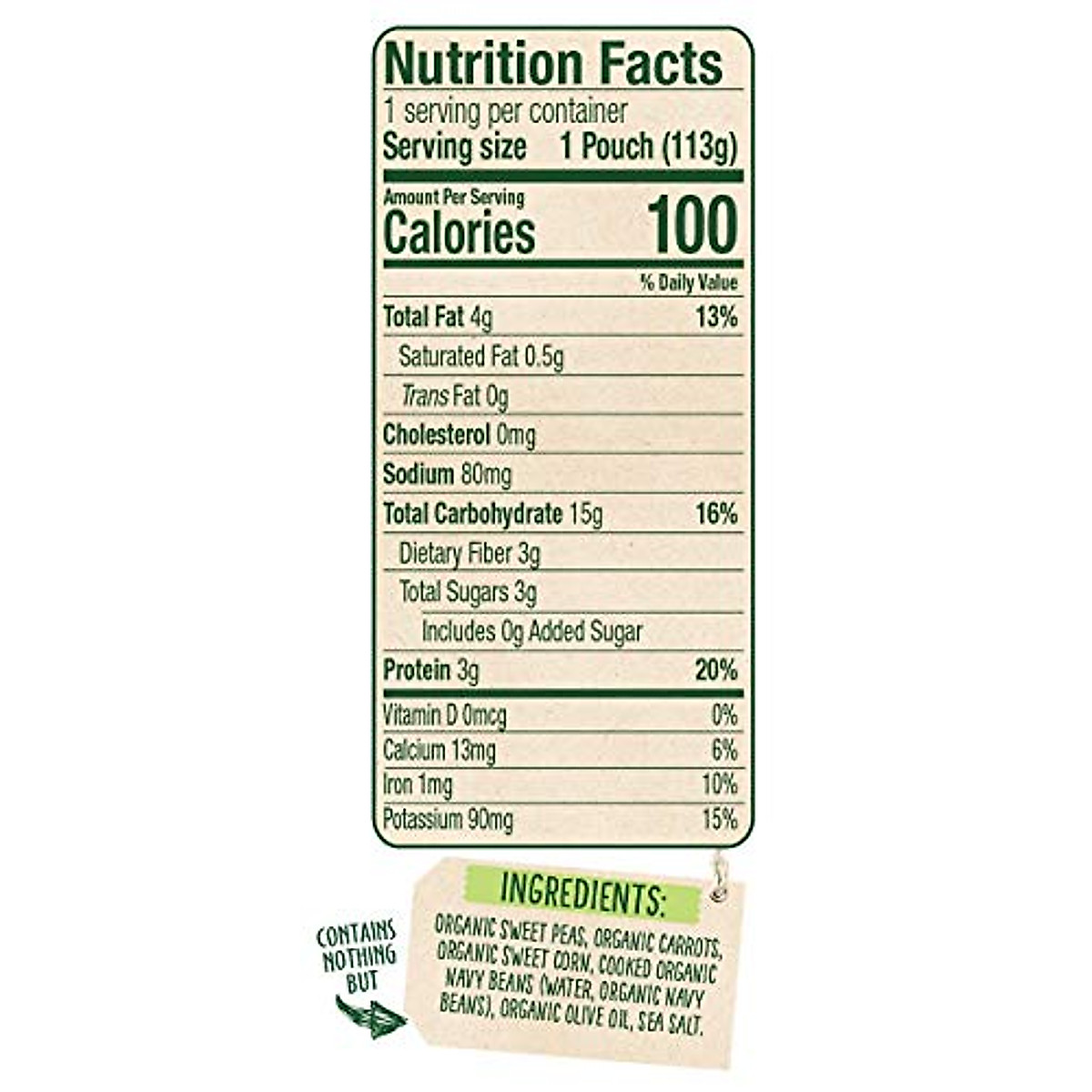 Sprout Organic Baby Food, Stage 3 Pouches, Sweet Pea & White Bean Plant Powered Protein, 4 Oz Purees (Pack of 6)