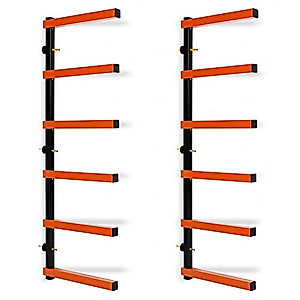 ECOTRIC 6 Levels Shelf Lumber Rack Lumber Storage Rack Lumber Organizer Wood Organizer Steel Wall Mounted Max 600 Lb (1 Pack)
