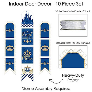 Big Dot of Happiness Royal Prince Charming - Hanging Vertical Paper Door Banners - Baby Shower or Birthday Party Wall Decoration Kit - Indoor Door Decor