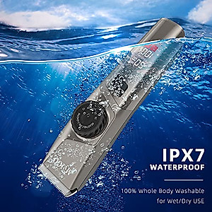 Beard Trimmer for Men Adjustable & Cordless/Cord, MyIGO Body&Groin Trimmer Replaceable Ceramic Blade, Professional Hair Clipper Stainless Steel, Waterproof Mens Grooming Haircut Kit 210 Mins Runtime