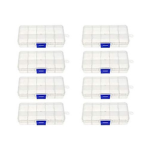 ReachTop Jewelry Box Organizer Storage Container with Adjustable Dividers 8 Pack 10 Grids Clear Bead Organizer Plastic Jewelry Storage Containers for Women