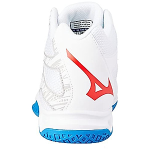Mizuno Men's Running Volleyball Shoe, Wht Fieryred Frenchblue, 16