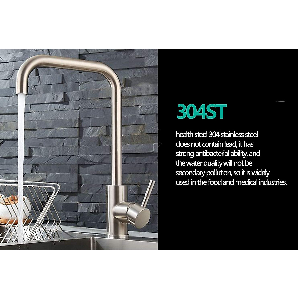 Faucet Bathroom Kitchen Brushed Nickel Stainless Steel Lead-Free,Bar Sink Faucet Tap Small Mini Kitchen Bath Faucet Farmhouse Vanity Sink Lavatory,External Welding (Size : Inner Welding)