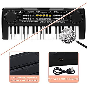 Raimy 37 Keys Piano Keyboard for Kids, Portable Keyboard Piano Early Learning Educational Electronic Musical Instrument Toys Gifts for 3 4 5 6 7 8 9 Year Old Boys and Girls (Black)