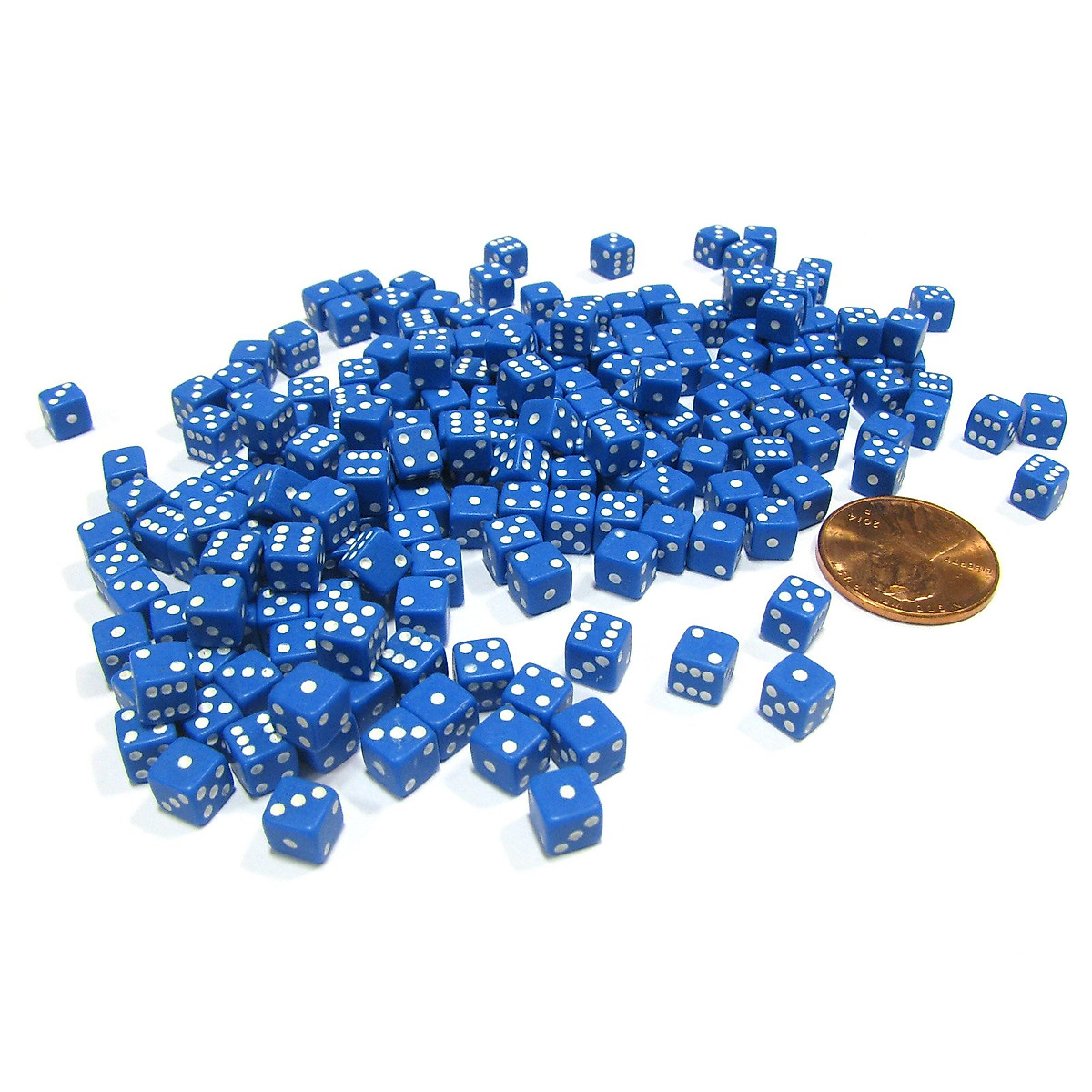 Koplow Games 200 Six Sided D6 5mm .197 Inch Die Small Tiny Mini Miniature Blue Dice