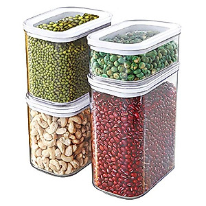 Glad Food Storage Containers Airtight with Lids | Stackable Canisters for Cereal, Pasta, Baking Supplies | Kitchen Pantry Organization | Assorted Sizes, Set of 4, Clear